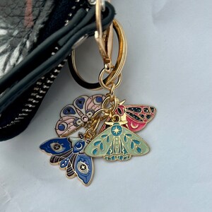Japanese Luna Moth Keychain, Kawaii Keyring Star Moon Cosmic Butterfly ...