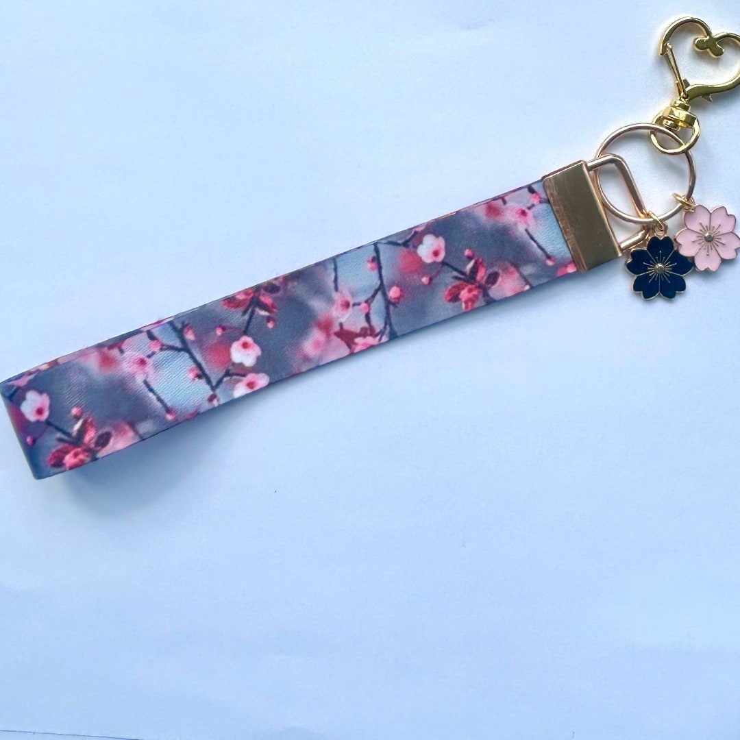 Kawaii Sakura Coquette Keyfob Phone Strap , Japanese Wristlet, Kimono ...
