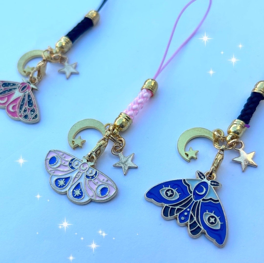 Japanese Luna Moth Phone Rope, Kawaii Moon Star Dust Plug , Anime ...