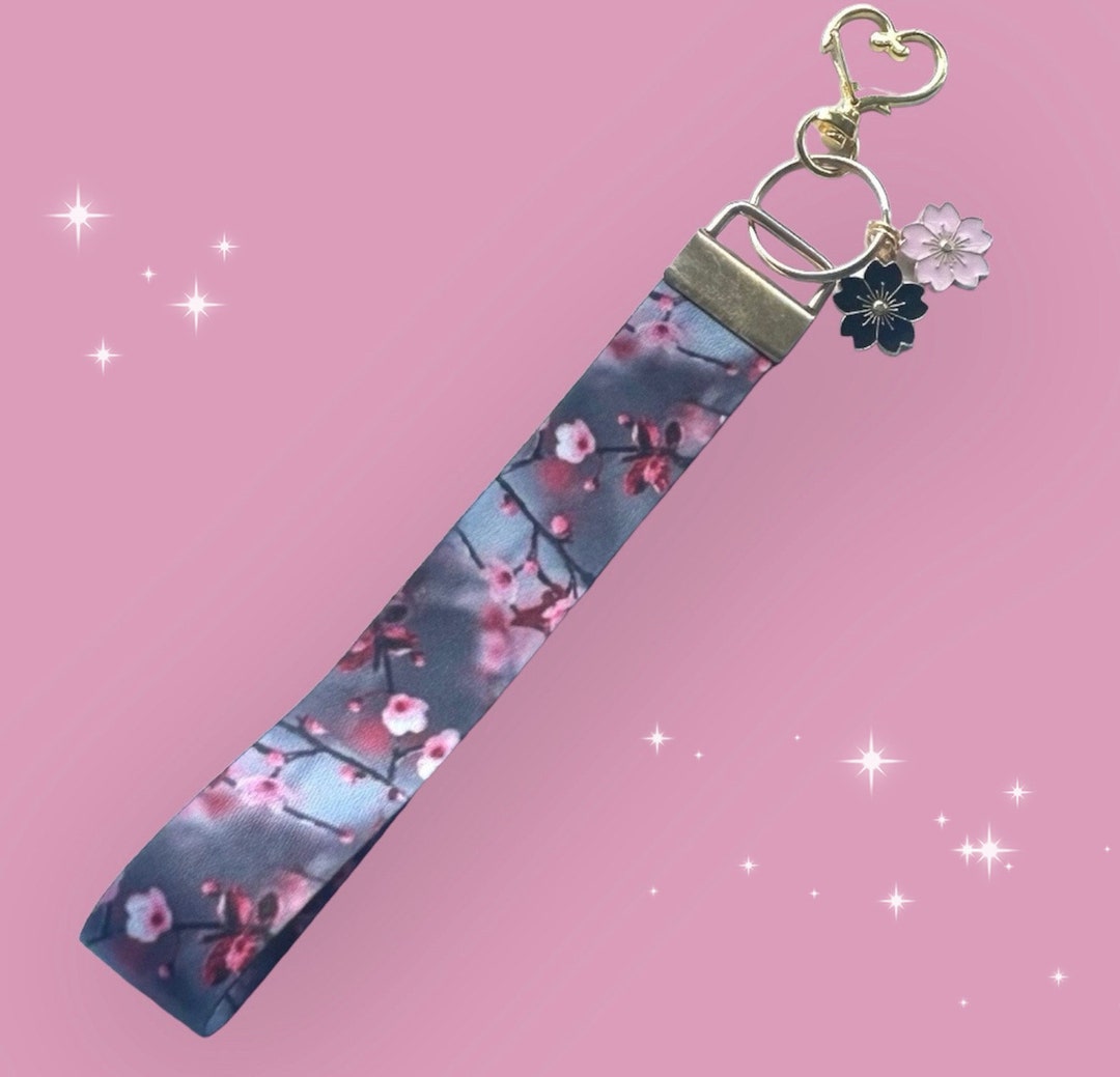 Kawaii Sakura Coquette Keyfob Phone Strap , Japanese Wristlet, Kimono ...