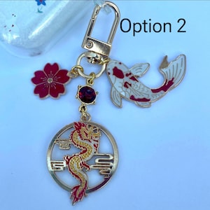 Keyring Chinese Dragon, Red Lantern, Phone Case Charm, Red Koi Fish ...