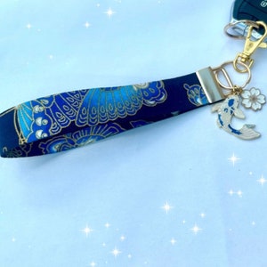 Kawaii Keyfob, Japanese Butterfly Wristlet Wave Kimono Ribbon Style Koi ...