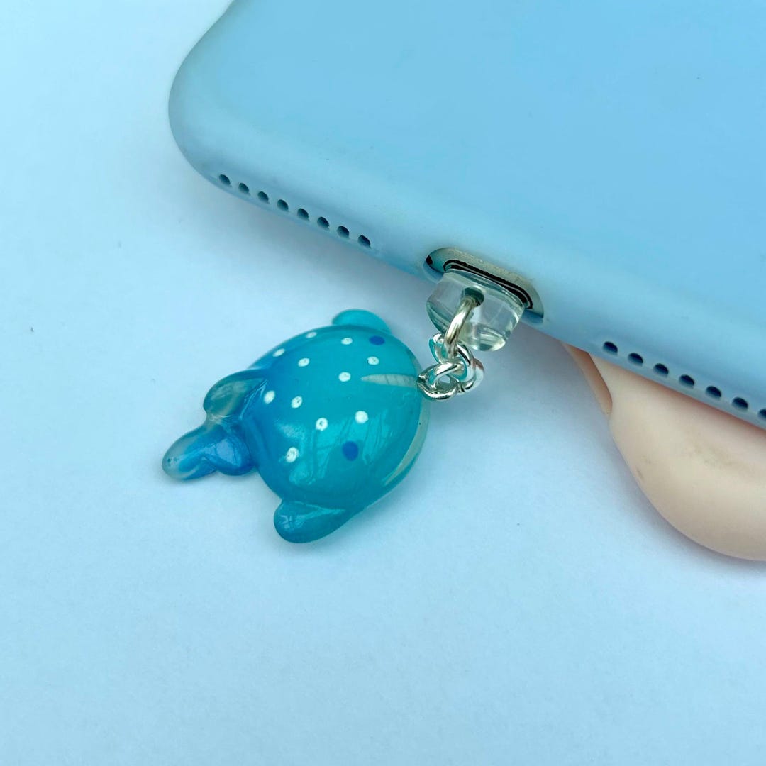 Kawaii Blue Whale Phone Charm, Mantaray Dust Plug, Marine Laptop Gaming ...