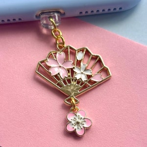Sakura Fan Flower Dust Plug, Pink Cherry Blossom Cell Phone Charm ...