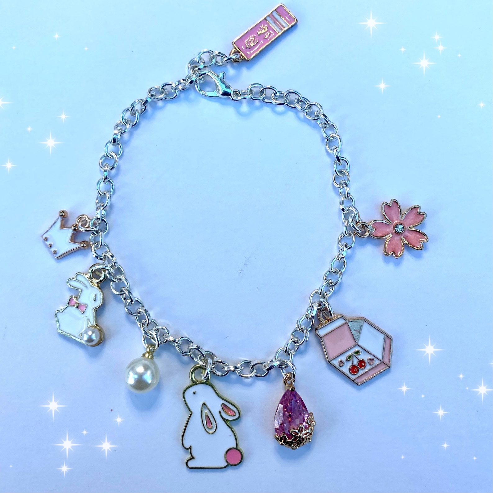 Handmade Kawaii Charm Bracelet Cherry Blossom Japanese Bunny - Etsy