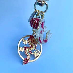 Keyring Chinese Dragon, Red Lantern, Phone Case Charm, Red Koi Fish ...