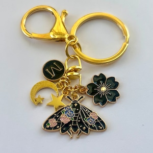 Japanese Luna Moth Keychain, Kawaii Keyring Star Moon Cosmic Butterfly ...