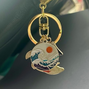 Keyring Japanese Mountain Phone Charm, Phone Case Decor, Koi Fish Fan ...