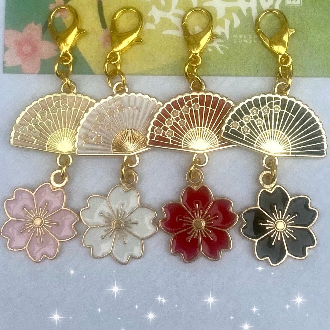 Japanese Sakura Fan Phone Charm, Keyring , Stitch Marker, Flower ...