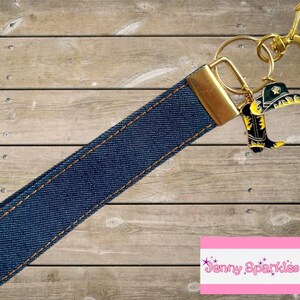 Kawaii Cowgirl Denim Wristlet Keyfob, Hat Boot Fire Charms Phone Strap ...