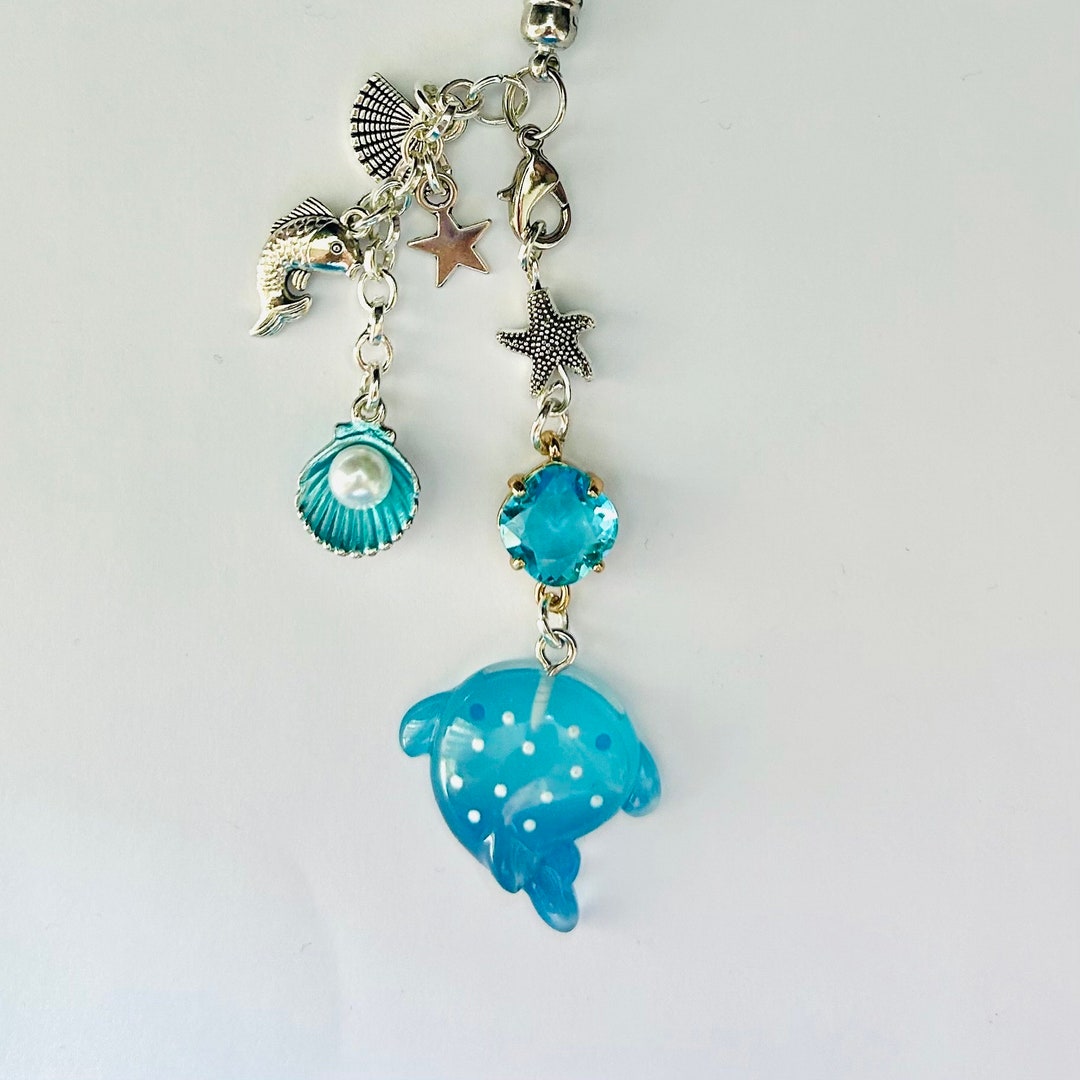 Kawaii Spotty Blue Whale Shark Phone Rope Dust Plug ,koi Moon Star Sea ...