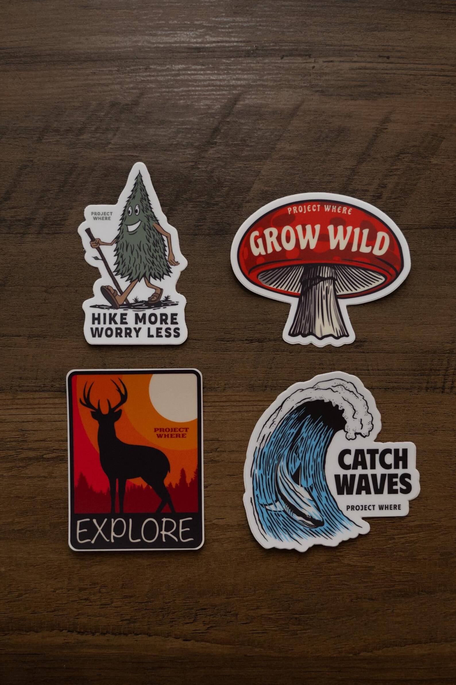 4 Sticker Pack. Hike More Worry Less Die Cut Sticker. the Outdoors Grow ...