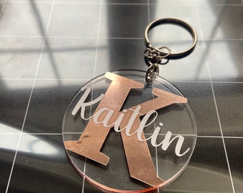 Rose Gold Name Keychain | Etsy
