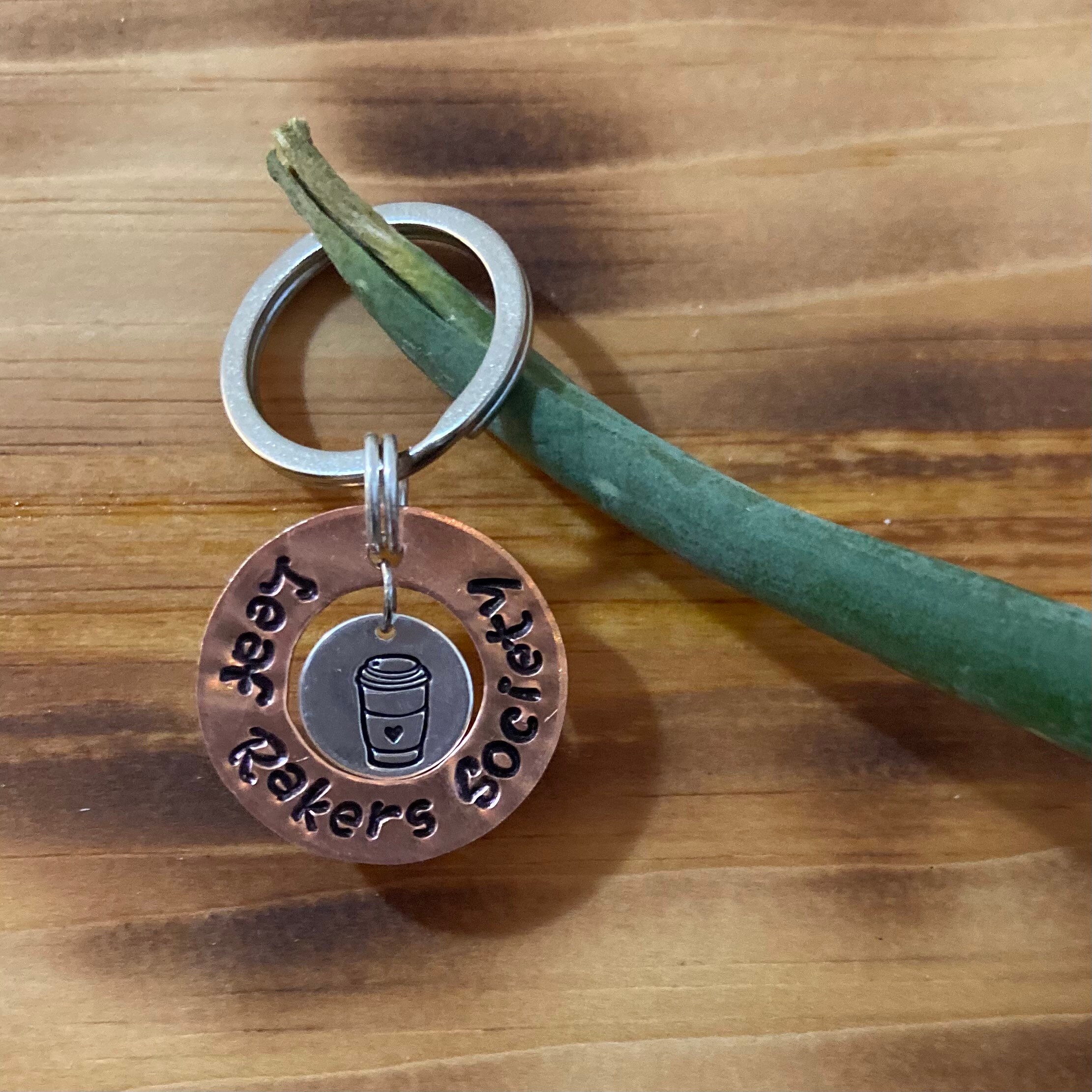 Handmade Metal Stamped Leaf Rakers Society Keychain - Etsy