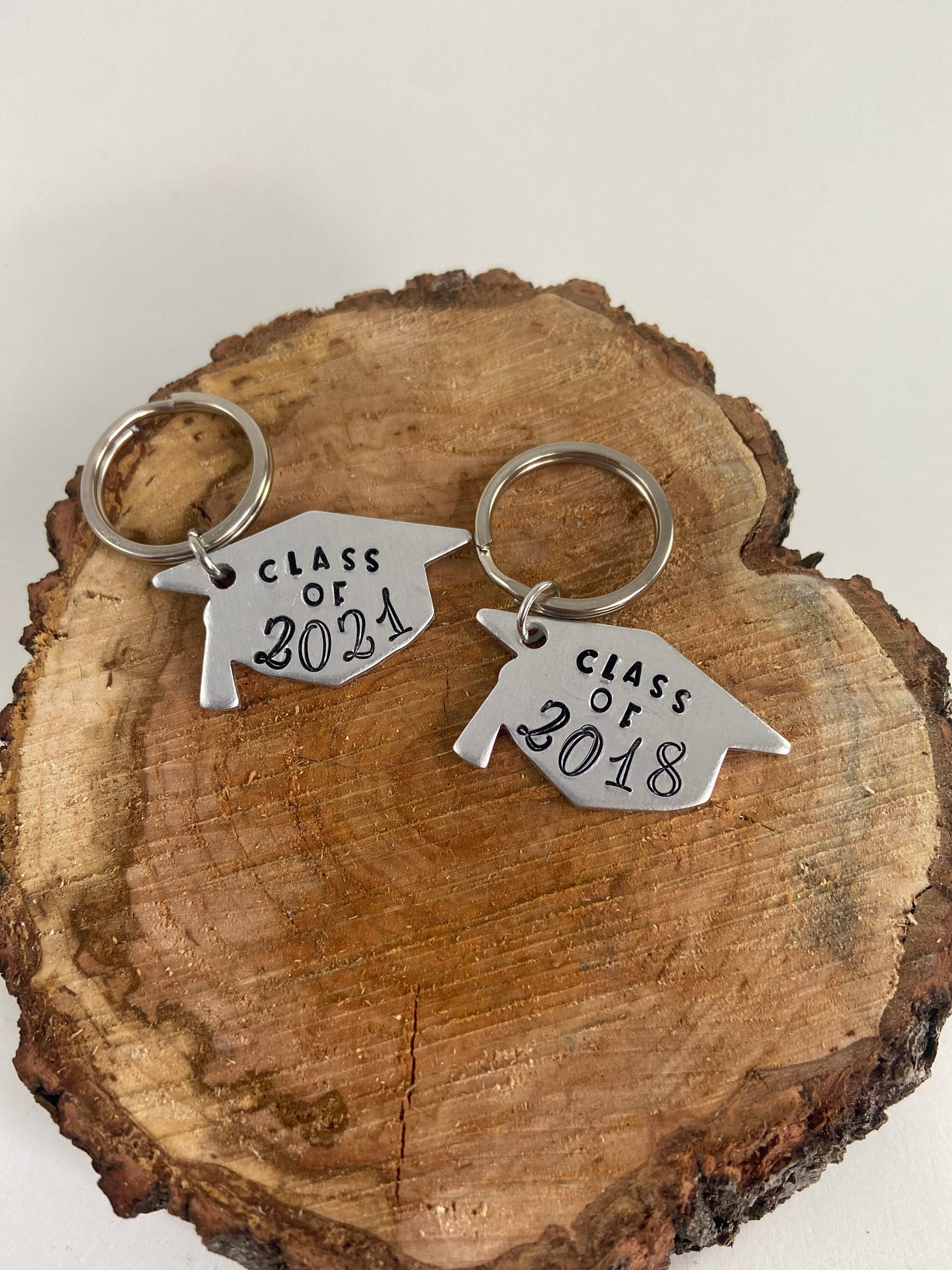 Handmade Metal Stamped Graduation class Of Keychain Graduation Gift - Etsy