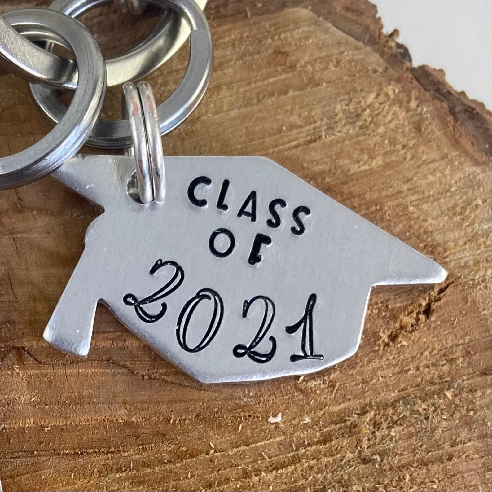 Handmade Metal Stamped Graduation class Of Keychain Graduation Gift - Etsy