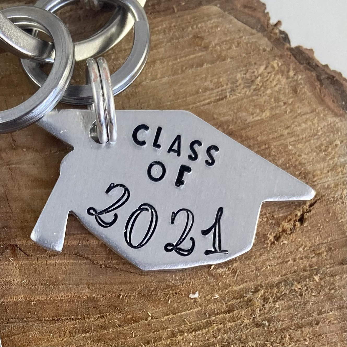 Handmade Metal Stamped Graduation class Of Keychain Graduation Gift - Etsy