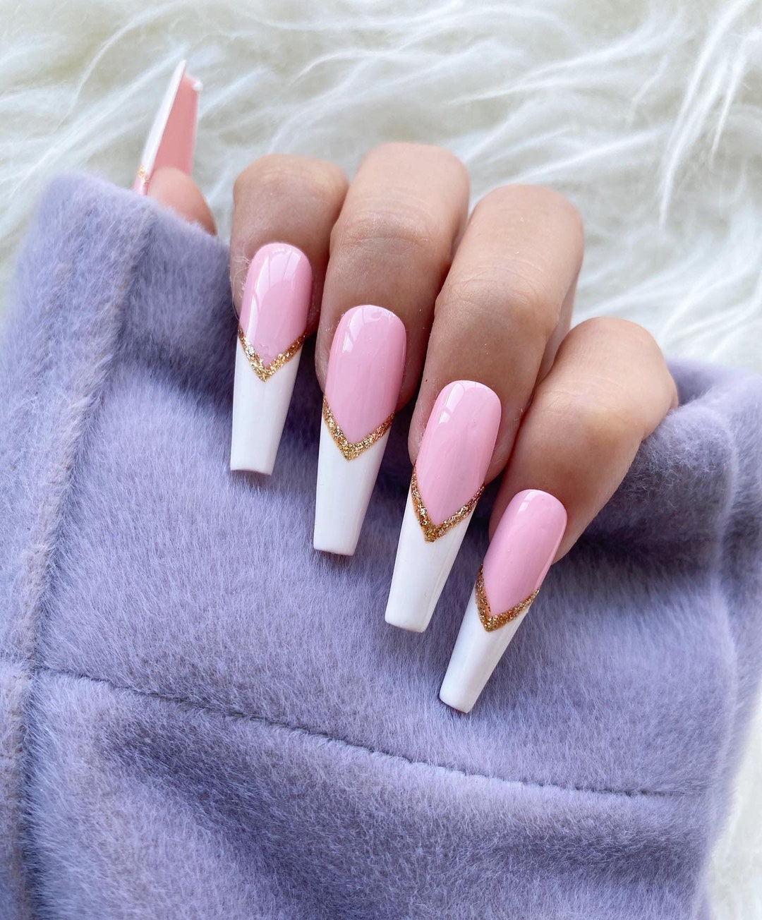 Reusable Cute Pink V Shape Sailor Press on Nails - Etsy