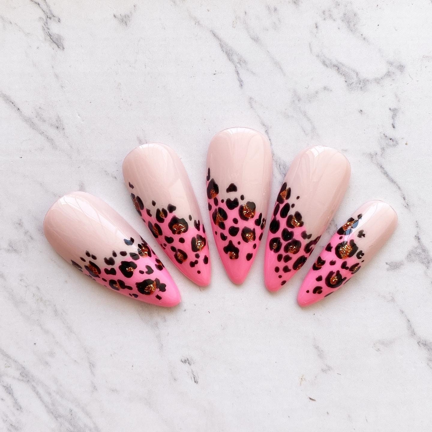 Pink Cheetah Print Nails