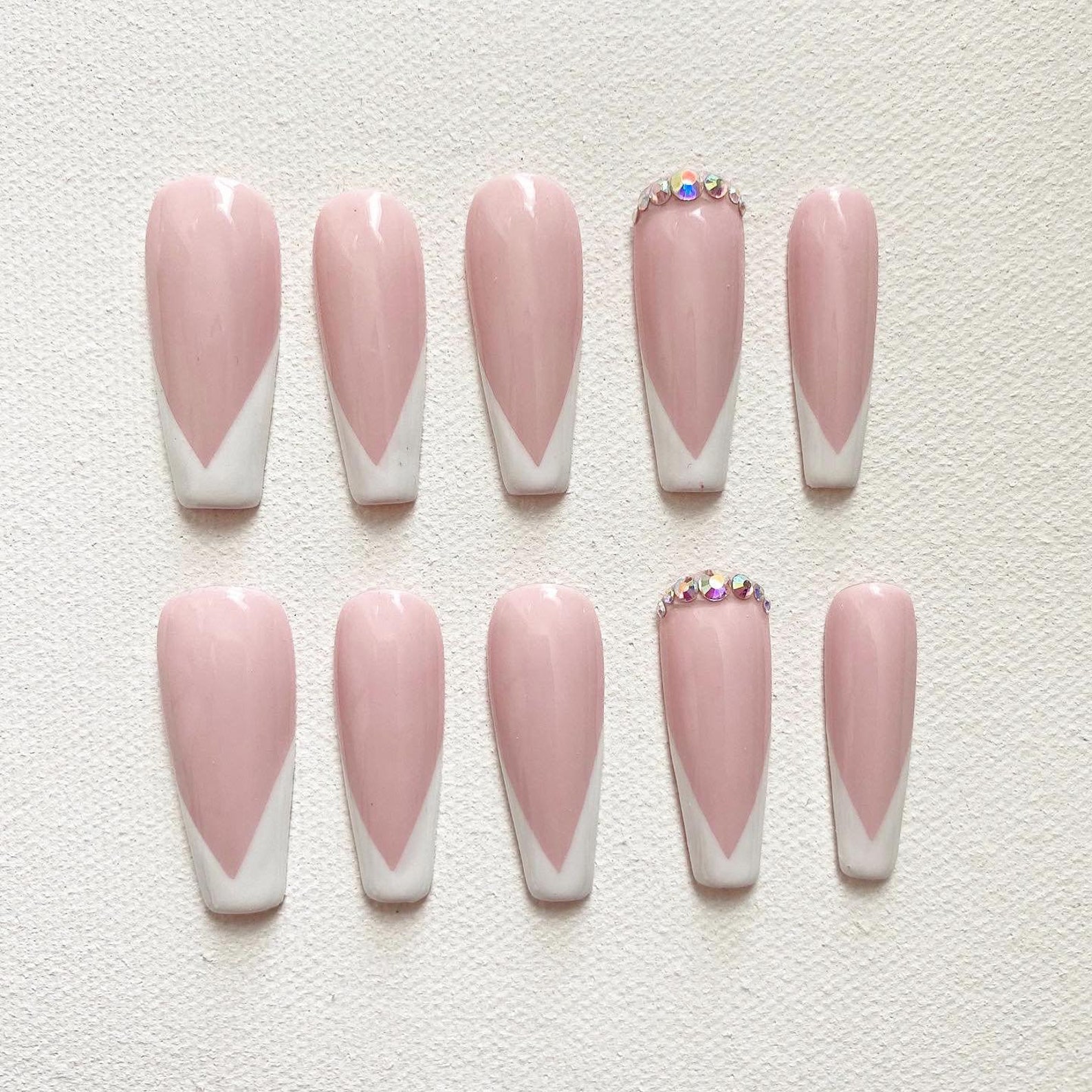 Reusable Patel Light Pink V Shape Chevron White Tips With | Etsy