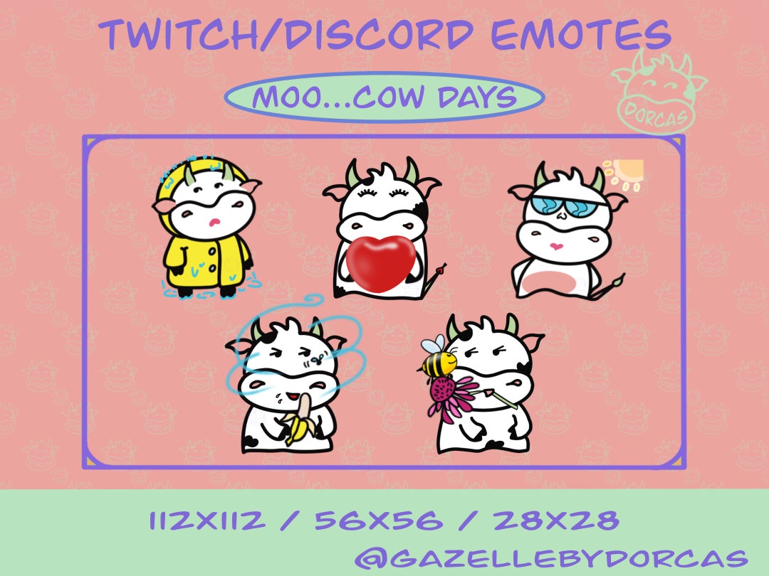 Moo...cow Emotes Rainy, Love, Sunny, Banana and Fly, Flower and Bee ...