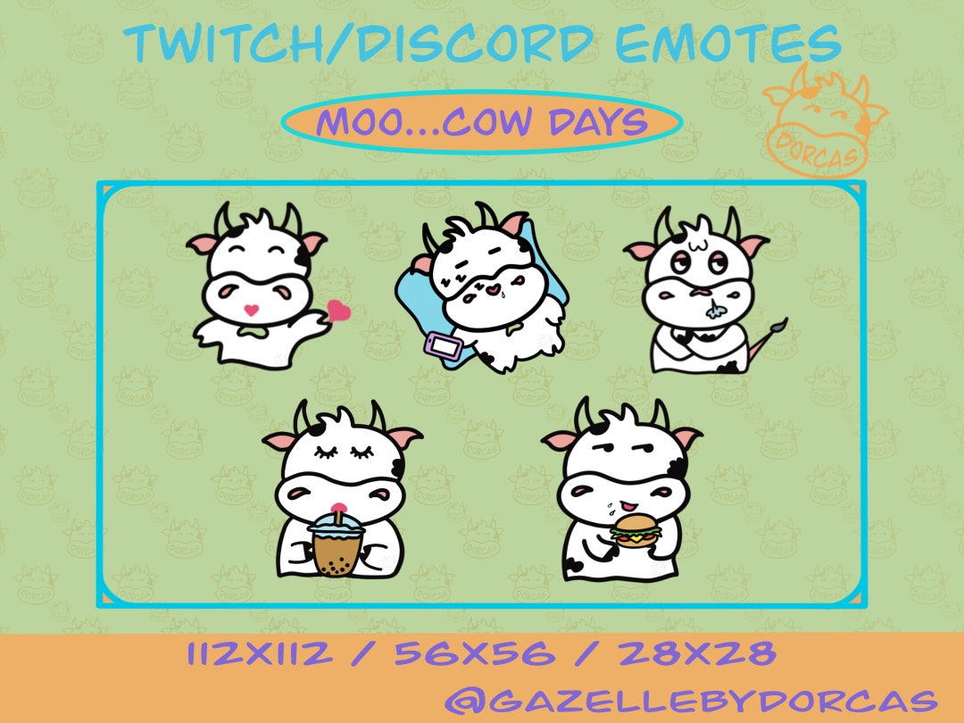 Moo...cow Emotes - Happy, Annoy, Sleepy, Boba, Yummy - Twitch, Discord ...