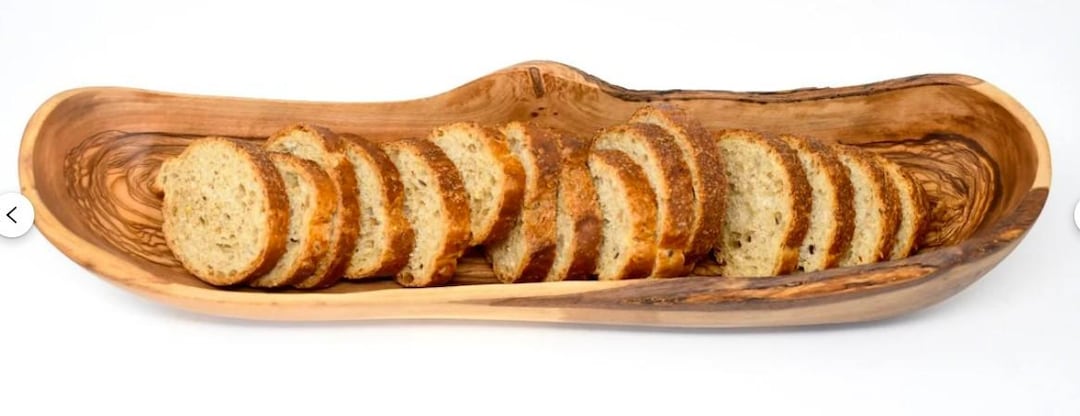 Handmade Olive Wood Bread Basket | 20–25-30-35-40 Cm Rustic Wooden Bowl ...