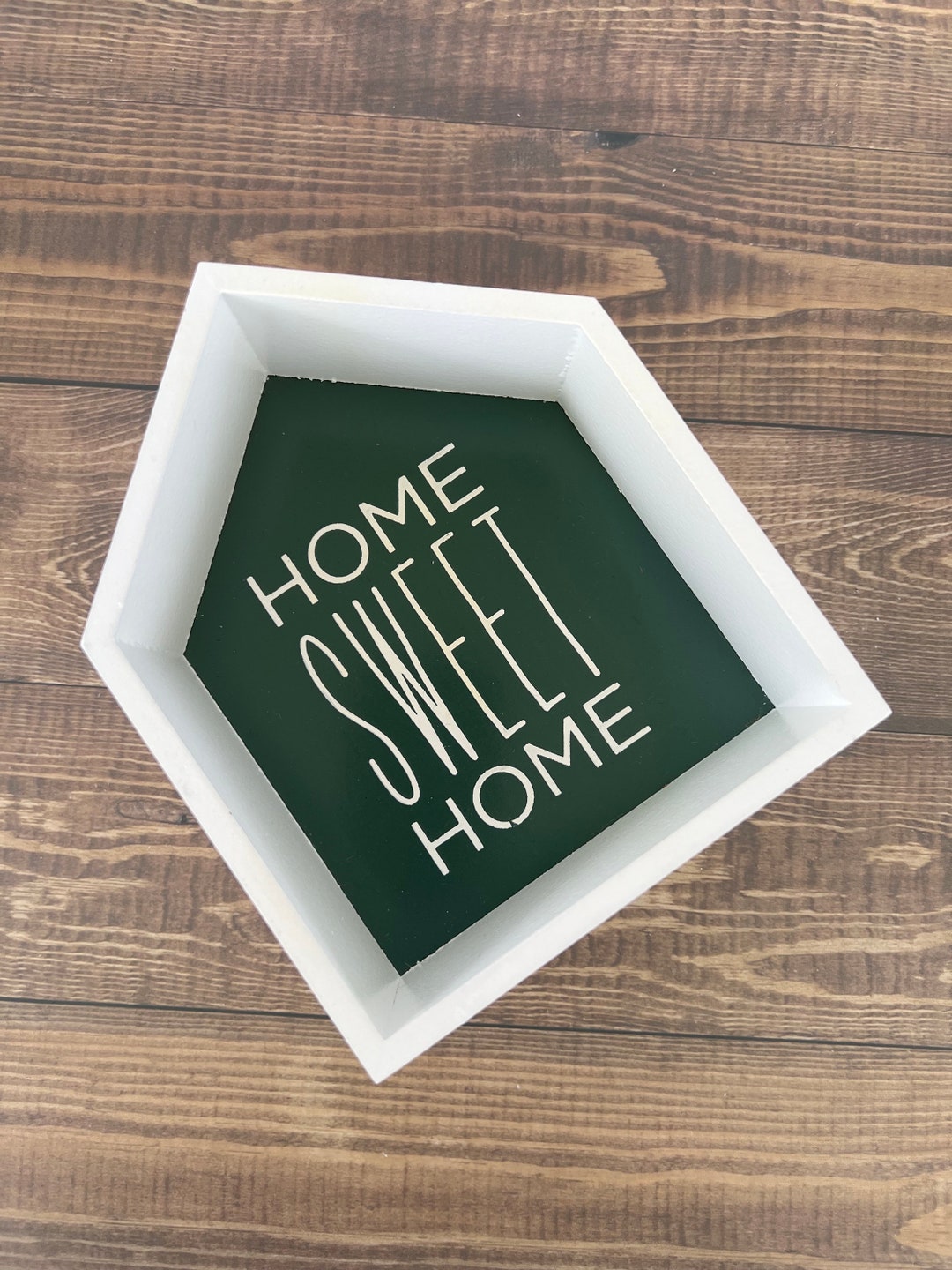 Open Shadow Box House Home Sweet Home Forest Green White - Etsy
