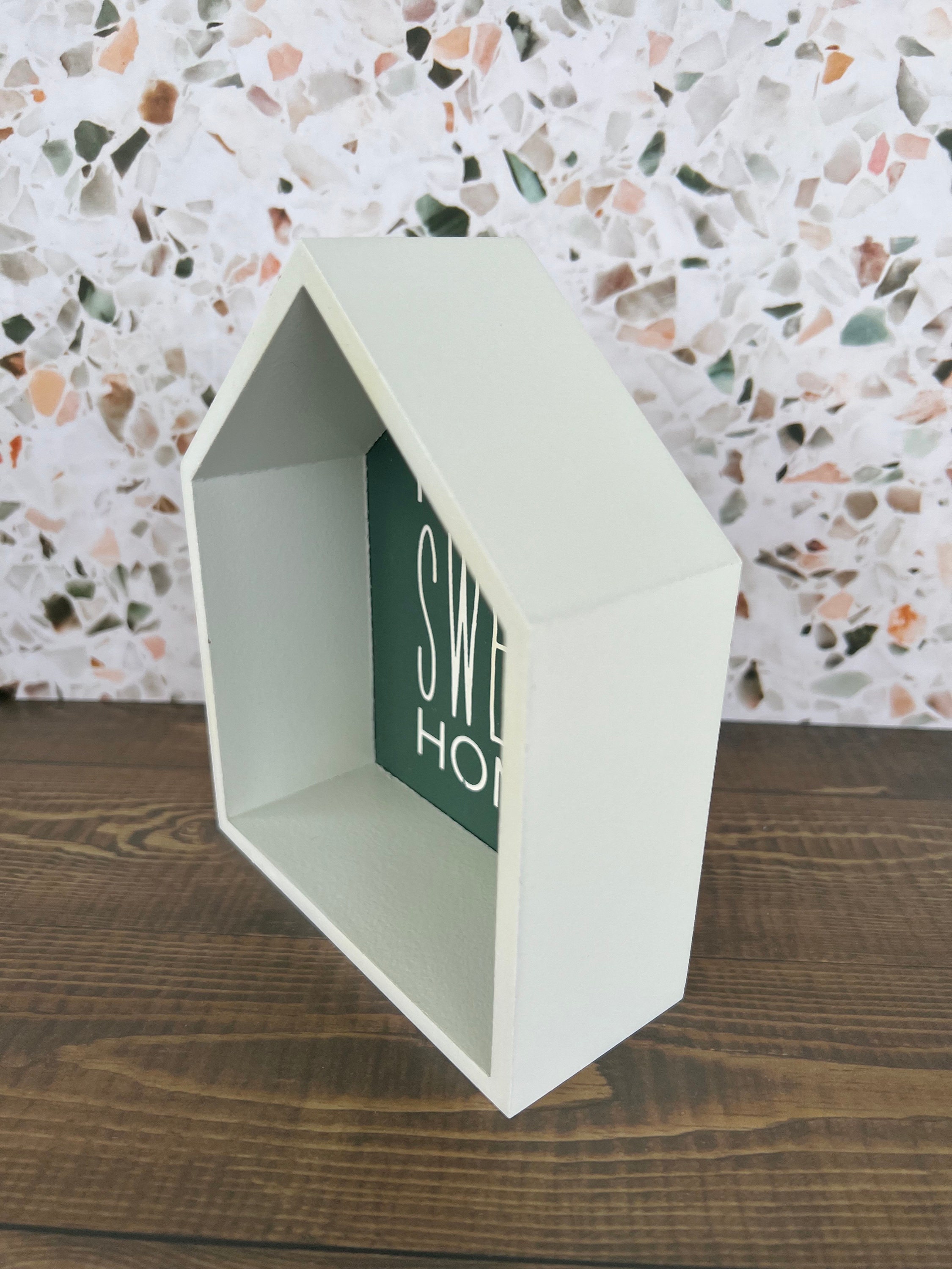 Open Shadow Box House Home Sweet Home Forest Green White - Etsy