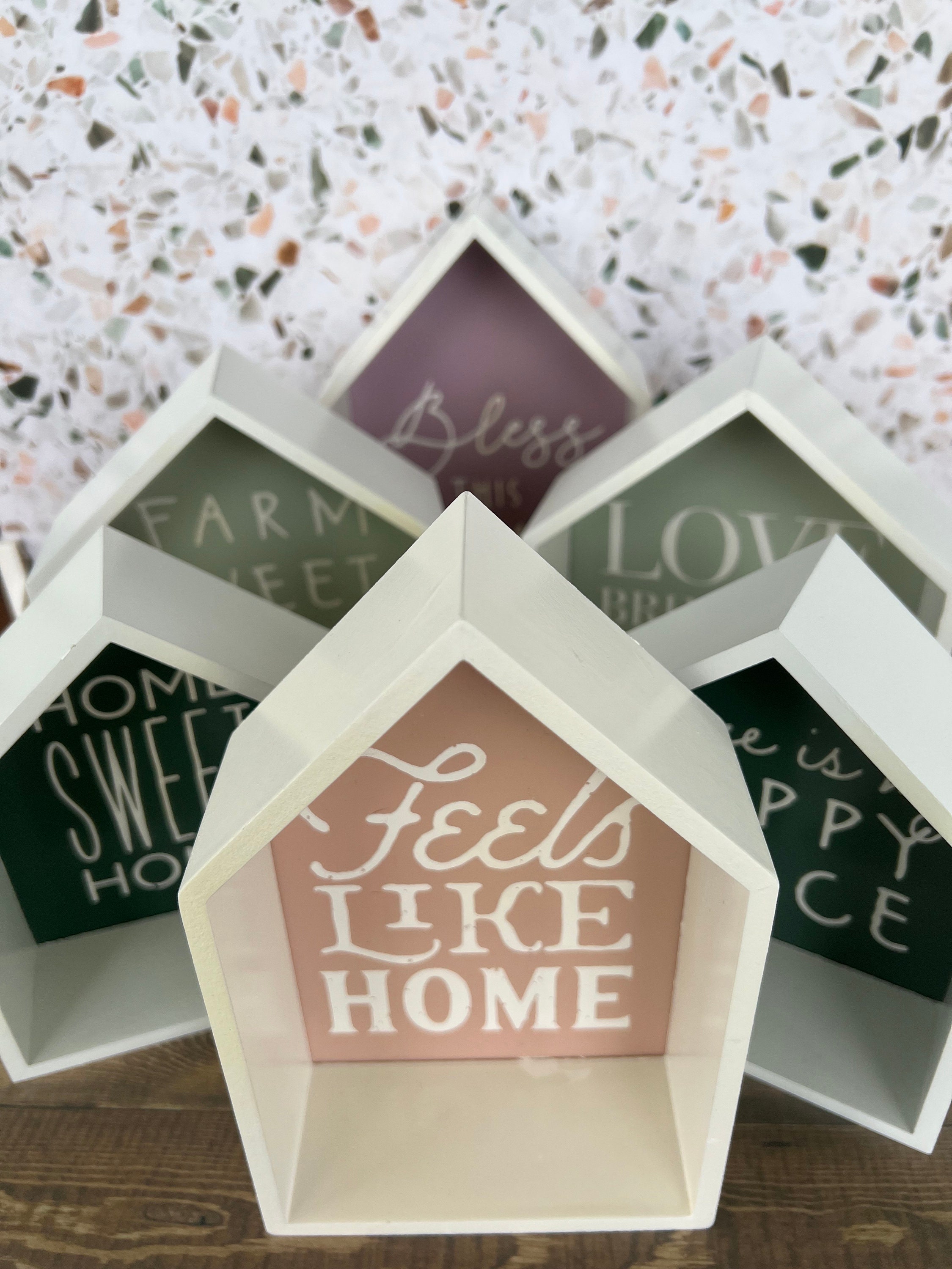 Open Shadow Box House Home Sweet Home Forest Green White - Etsy