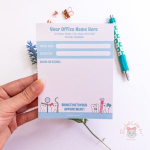 Personalized Dental Referral Notepad: Pediatric Dentist Office - Etsy
