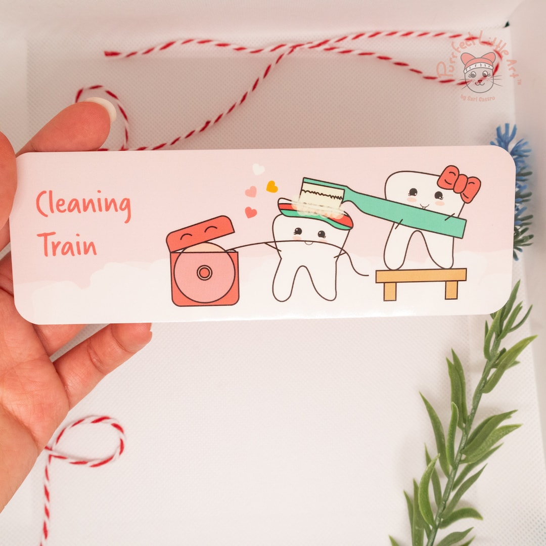 Cleaning Tooth Train Bookmark | Dental Student Gift | Dental Hygienist ...