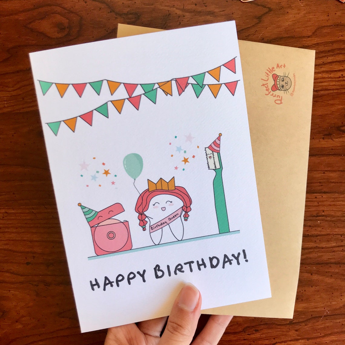 Dental Birthday Card Tooth Card Dentist Card Dental | Etsy