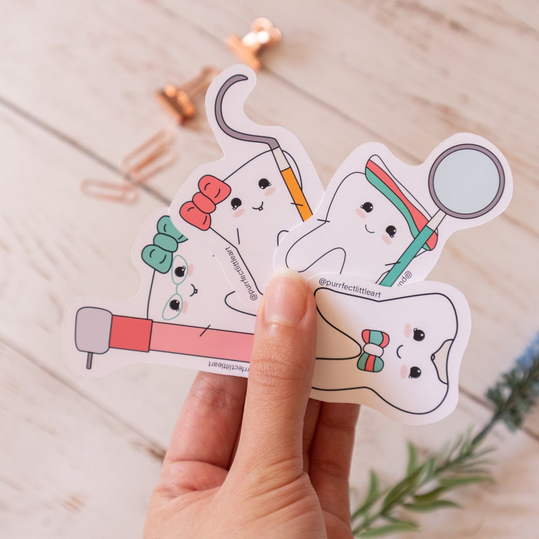 Dental Tools Stickers | Tooth Sticker Pack | 4-pack | Dental Assistant ...