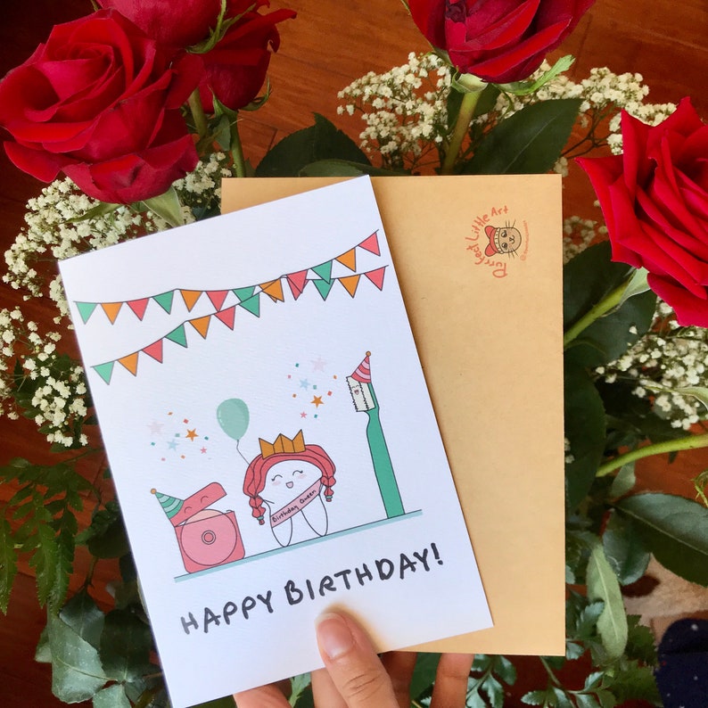 Dental Birthday Card Tooth Card Dentist Card Dental | Etsy