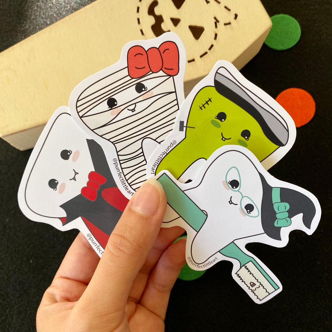 Tooth Halloween Sticker Pack | Dental Hygienist Halloween Stickers ...