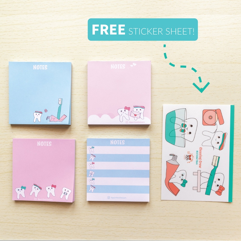 Cute Dental Notepads Bundle | 4-pack | Tear off Notepad| Dental Student ...
