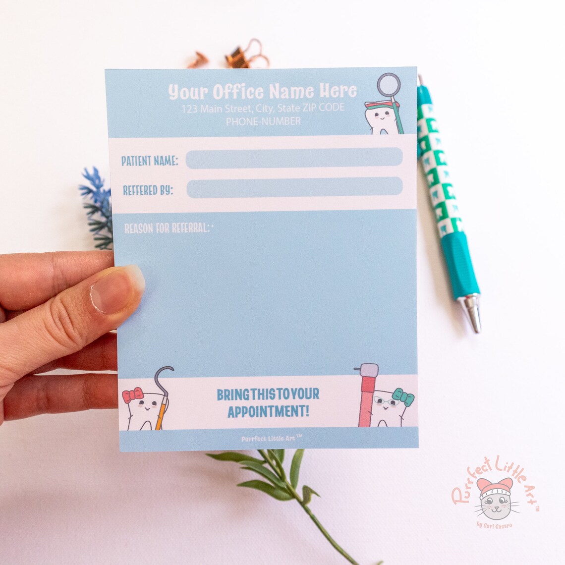 Personalized Dental Referral Notepad: Pediatric Dentist Office - Etsy