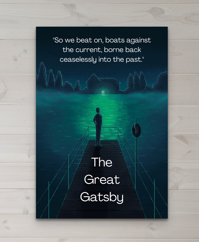 The Great Gatsby Digital Vertical Poster, F Scott Fitzgerald, Green ...