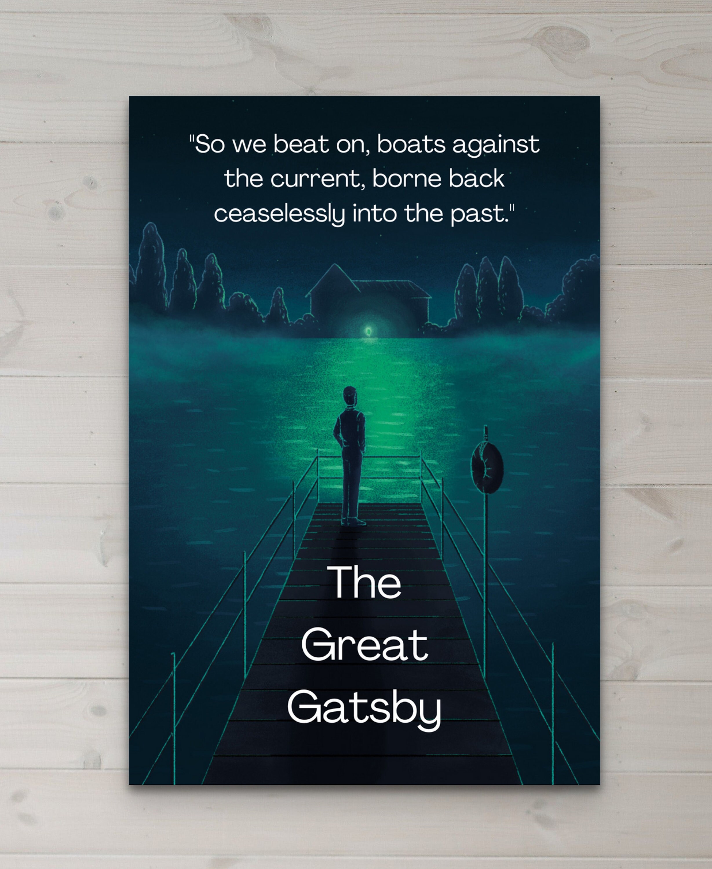 The Great Gatsby Digital Vertical Poster, F Scott Fitzgerald, Green ...