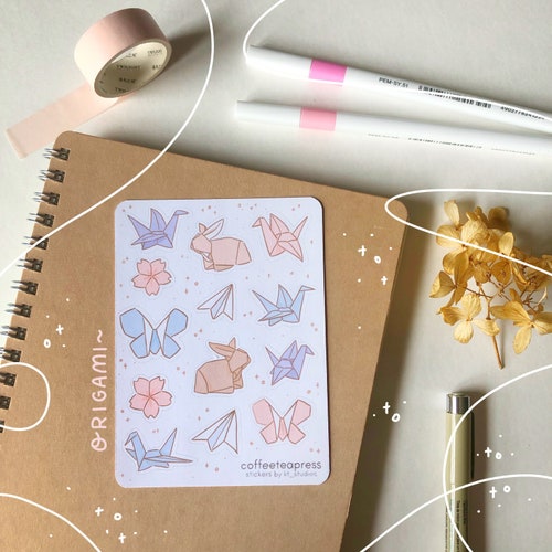 Origami Paper Cranes Sticker Sheet Clear Pastel Frosted - Etsy Canada