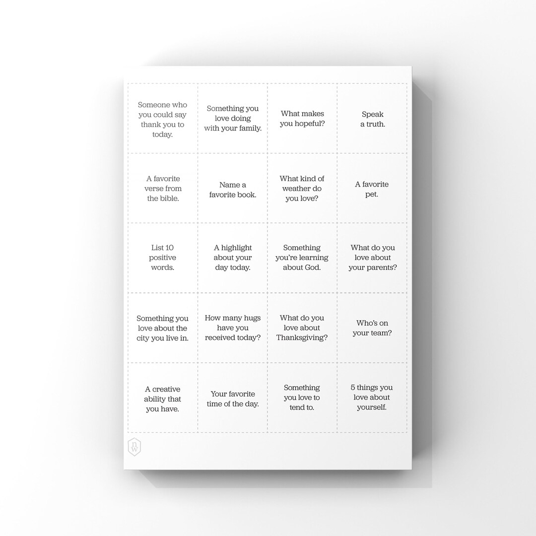 Gratitude Conversation Starters 3 Pages // Printable // Thankful ...
