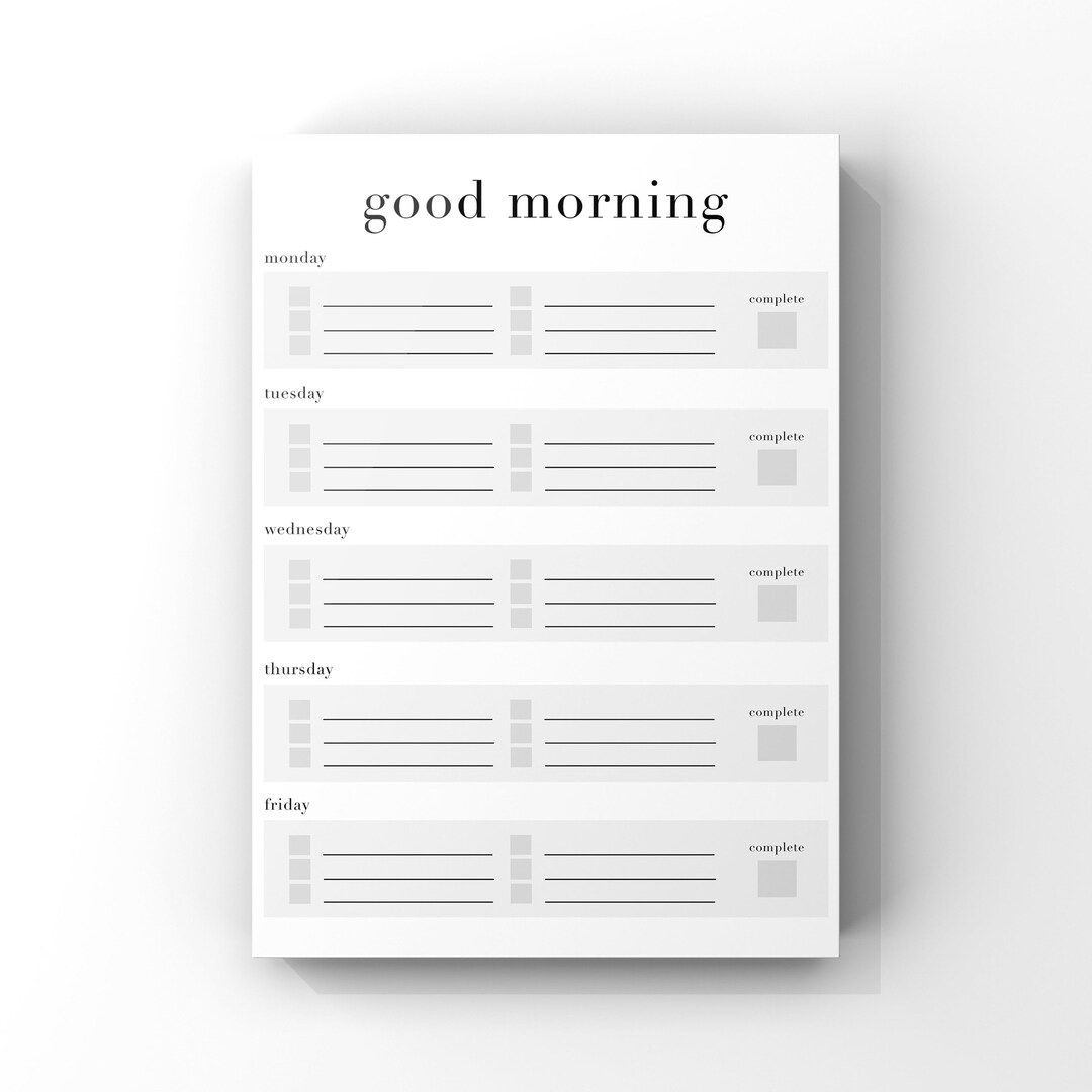Morning Routine Chart For Kids Monday friday Instant Etsy