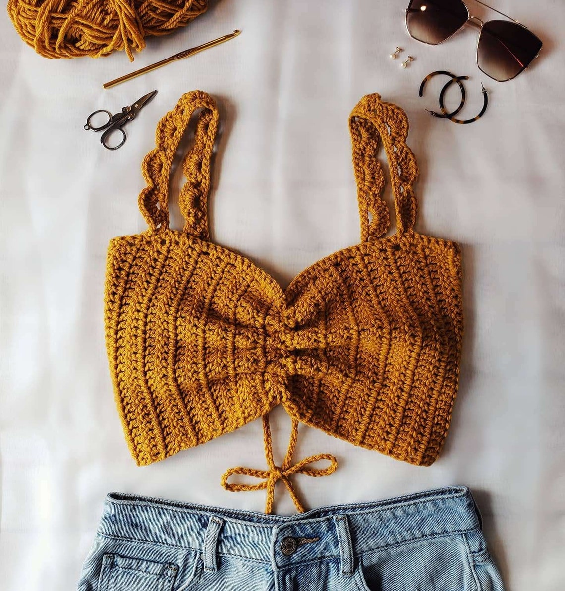 Crochet Pattern for Scrunch Crop Top With Scalloped Straps and - Etsy UK