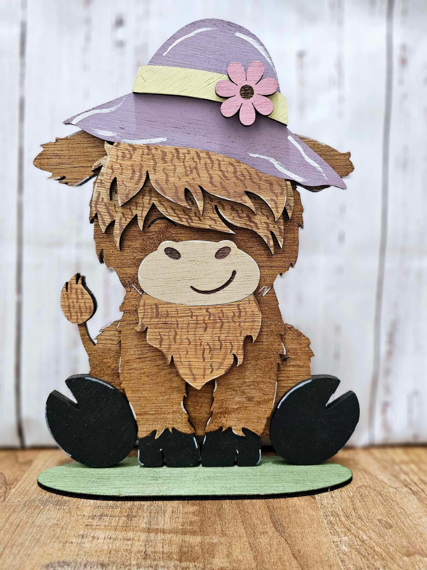 COW ONLY Cute Highland Cow Shelf Sitter With Interchangeable Hats, Bows ...