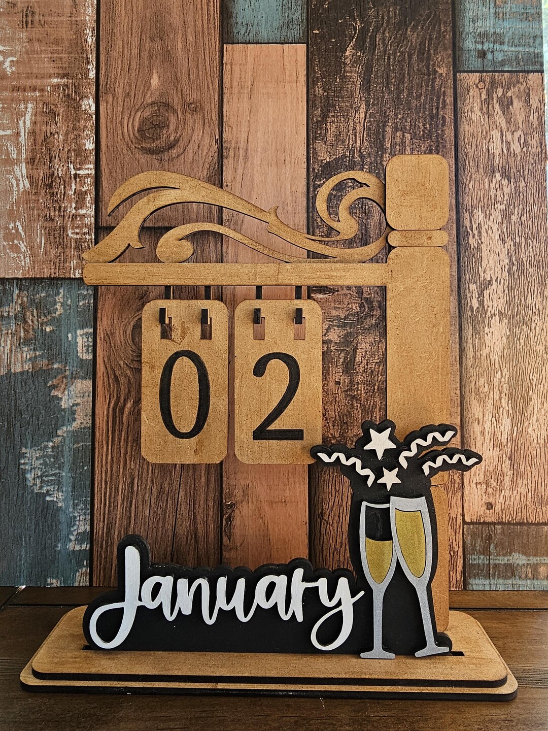 Perpetual Calendar, Interchangeable Yearly Calendar, Handcrafted Home ...