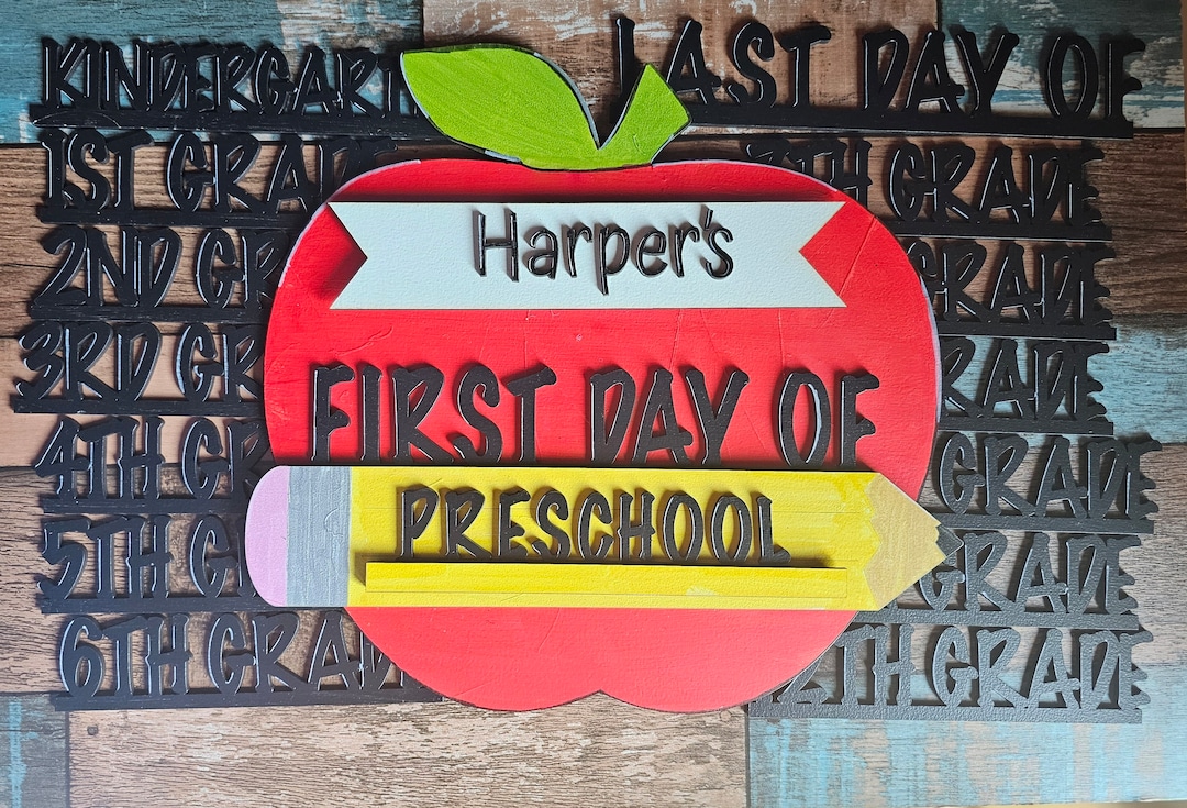 Cute Apple Back to School Sign, First Day Last Day of School Photo ...