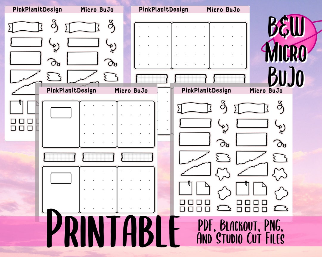 PRINTABLE Stickers MICRO BUJO Black and White Micro Bullet Journal ...