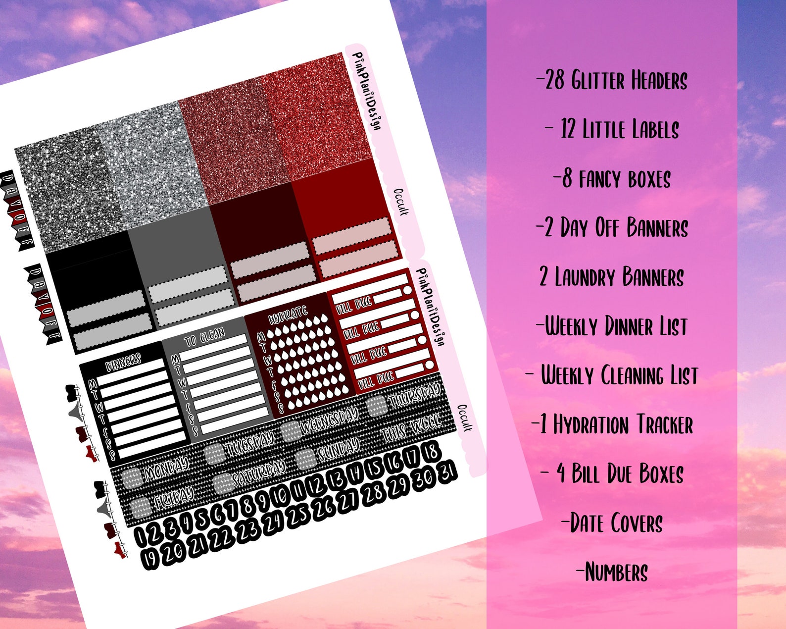 PRINTABLE Weekly Planner Kit OCCULT Vertical Layout DIY - Etsy