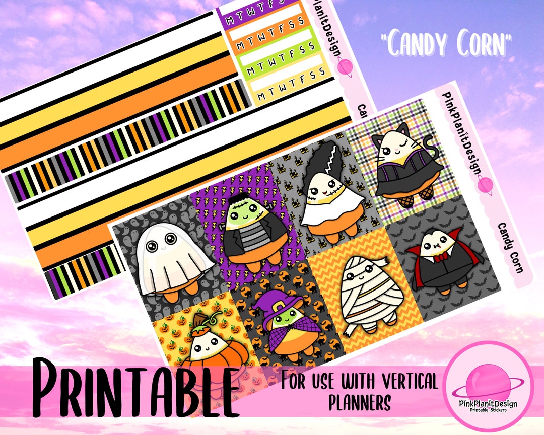PRINTABLE Weekly Planner Kit CANDY CORN Diy Planner Stickers Halloween ...